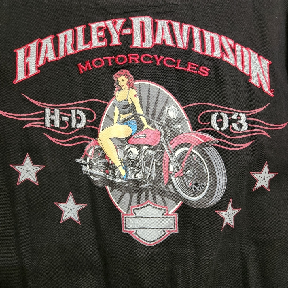 Harley Davidson Metal Button V-Twin Embroidered Zip P… - Gem